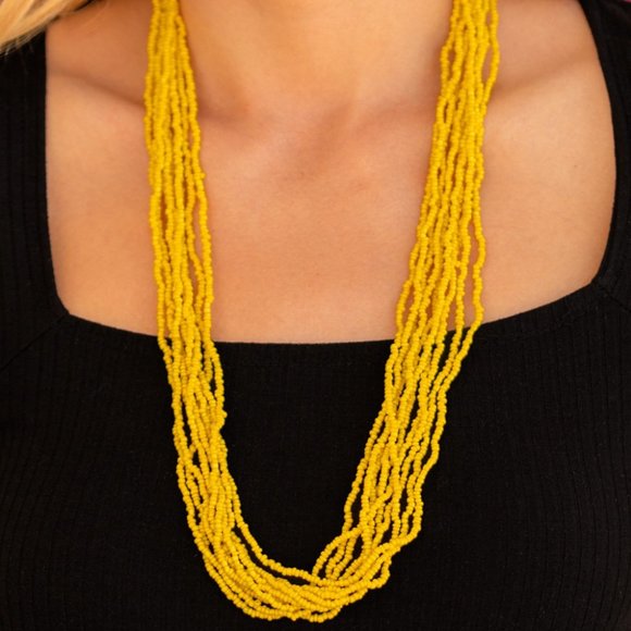 paparazzi | Jewelry | Congo Colada Yellow Seed Bead Necklace | Poshmark